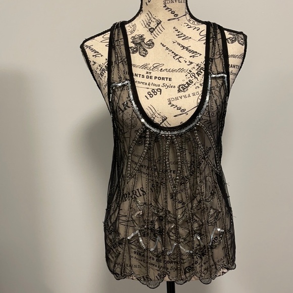 Lipsy | Tops | Lipsy Black Mesh Beaded Sleeveless Top | Poshmark